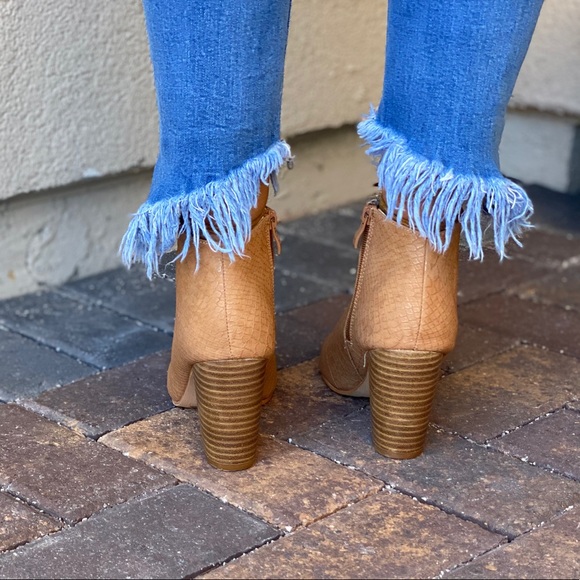 Nordstrom | Shoes | Honey Snake Print Lace Up Peep Toe Ankle Booties ...